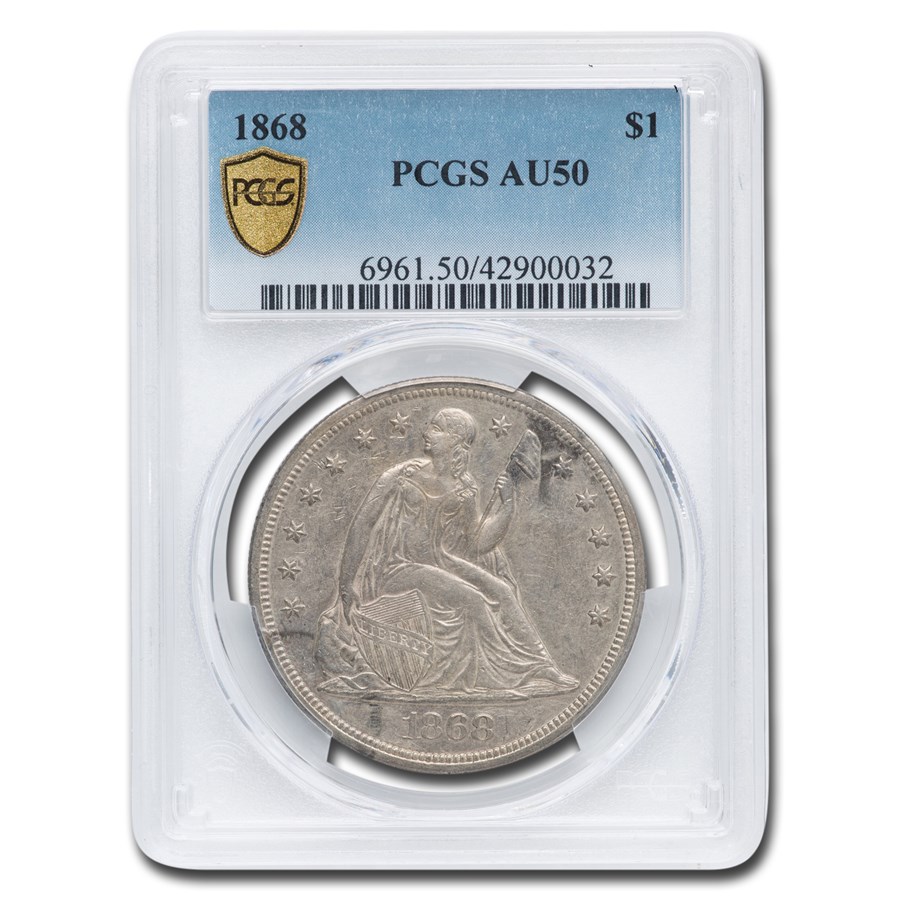 Buy 1868 Liberty Seated Dollar AU-50 PCGS | APMEX