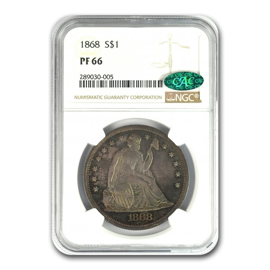 Buy 1868 Liberty Seated Dollar PF-66 NGC CAC | APMEX