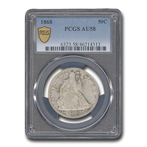 1868 Liberty Seated Half Dollar AU-58 PCGS