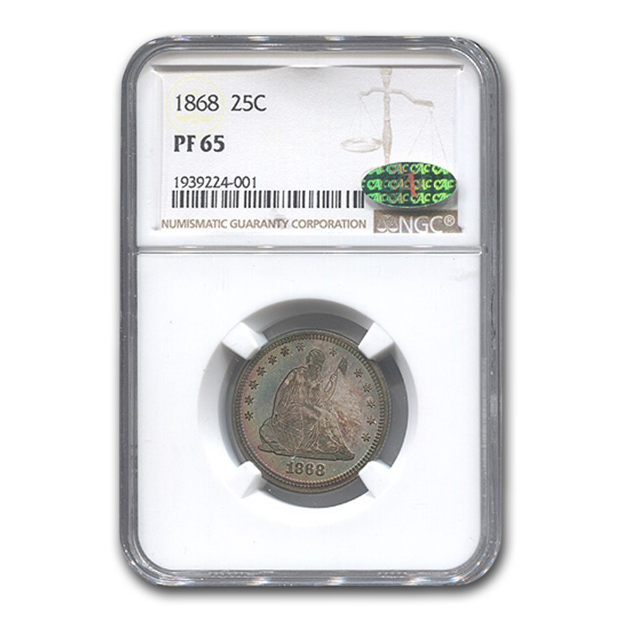 Buy 1868 Liberty Seated Quarter PF-65 NGC CAC | APMEX