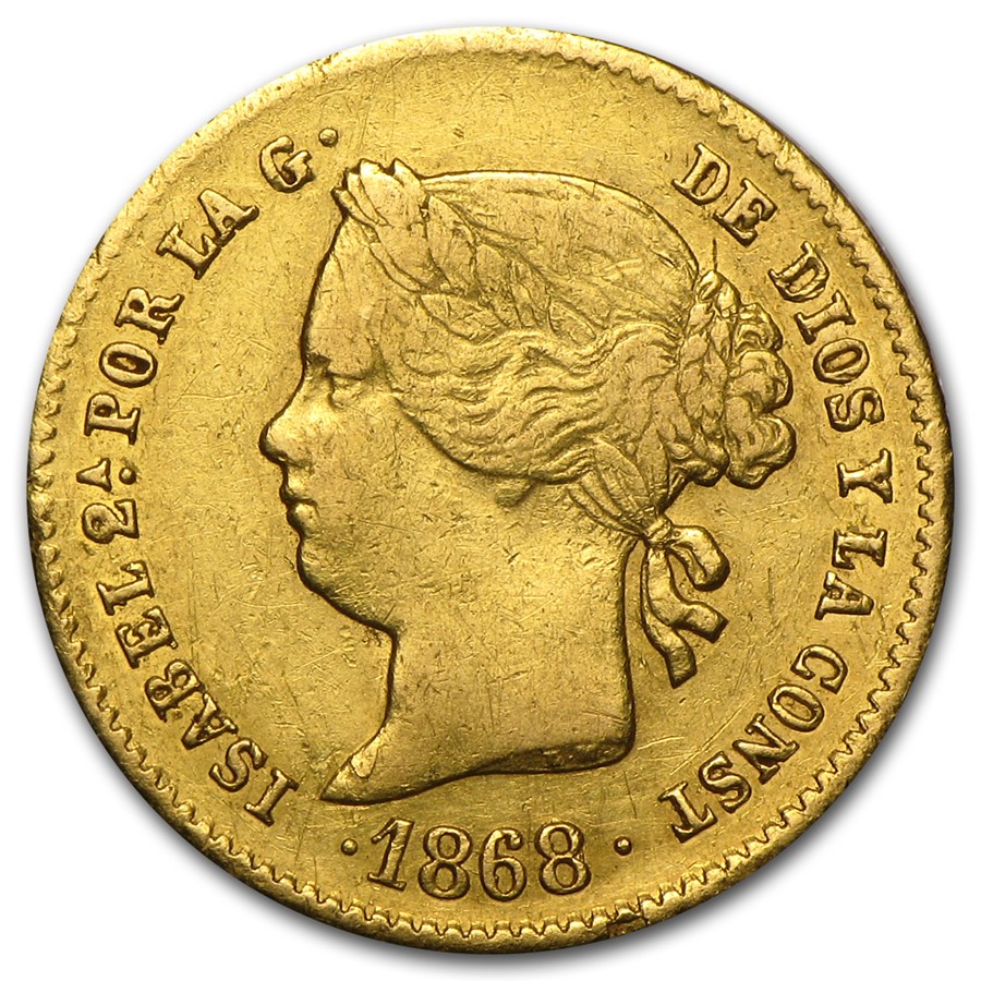 Buy 1868 Philippines Gold 2 Pesos Avg Circ (.0952 AGW) | APMEX