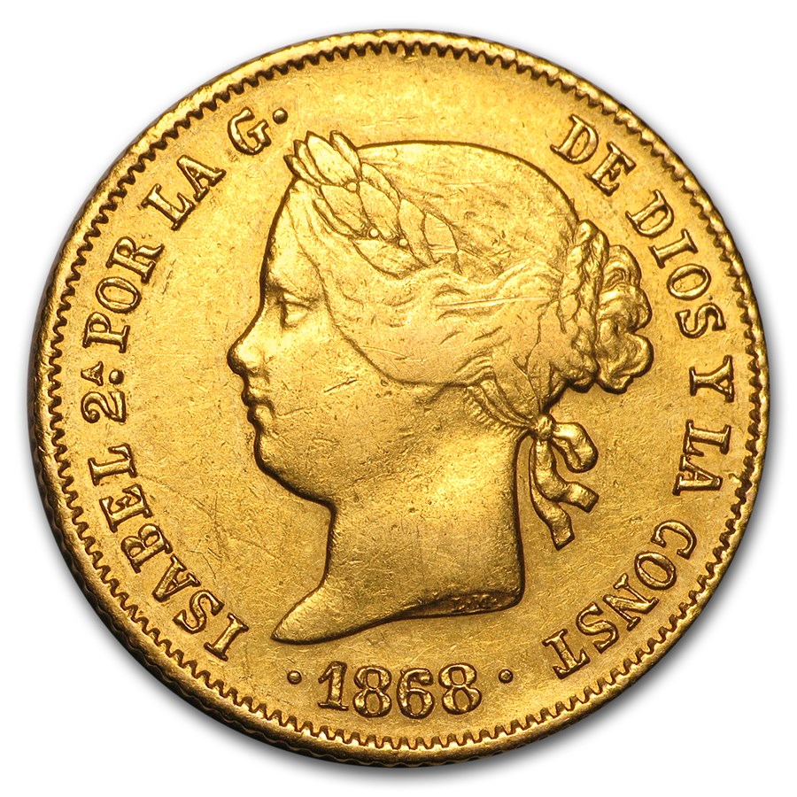 Buy 1868 Philippines Gold 4 Pesos Isabella II XF | APMEX