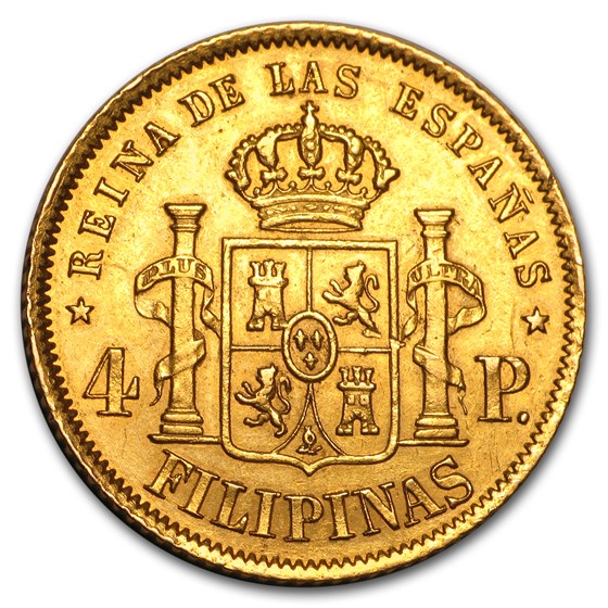 Buy 1868 Philippines Gold 4 Pesos Isabella II XF | APMEX