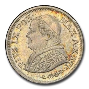 1868-R Italy Papal States 10 Soldi MS-65 PCGS