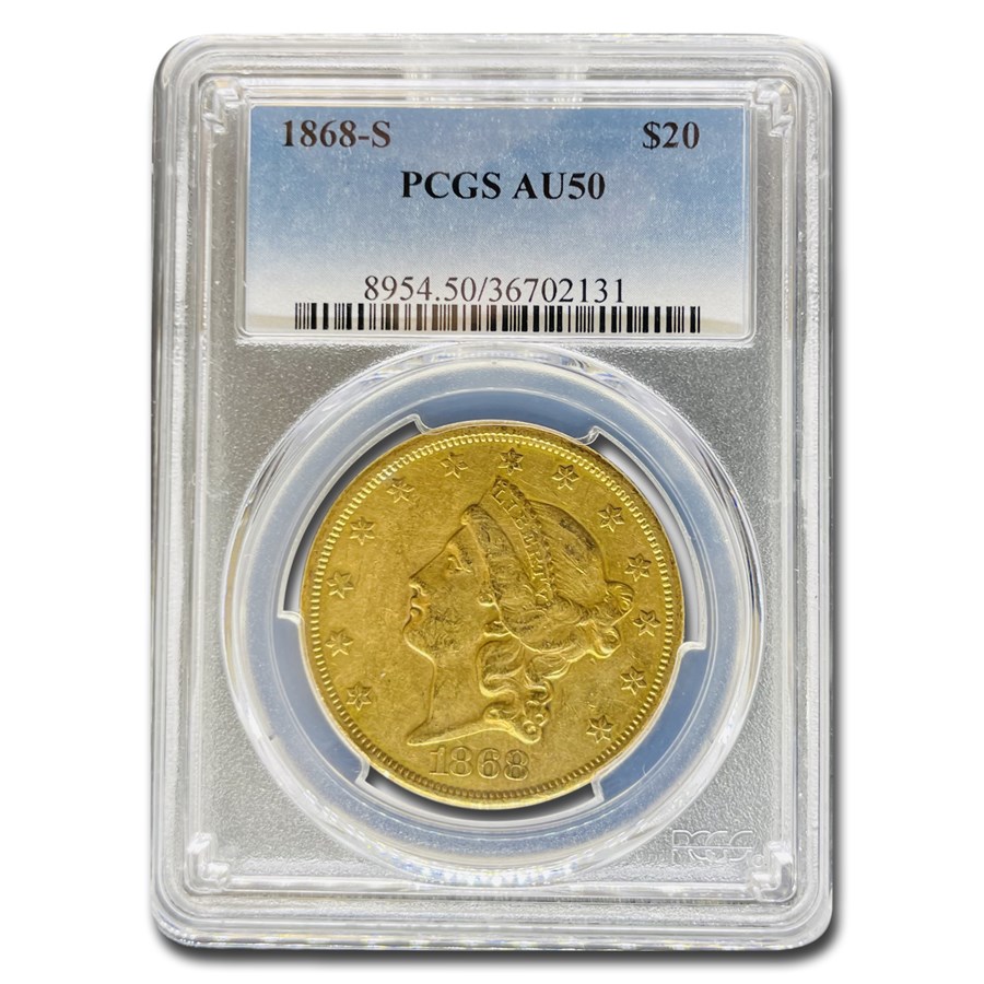 Buy 1868-S $20 Liberty Gold Double Eagle AU-50 PCGS | APMEX