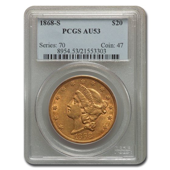 Buy 1868-S $20 Liberty Gold Double Eagle AU-53 PCGS | APMEX