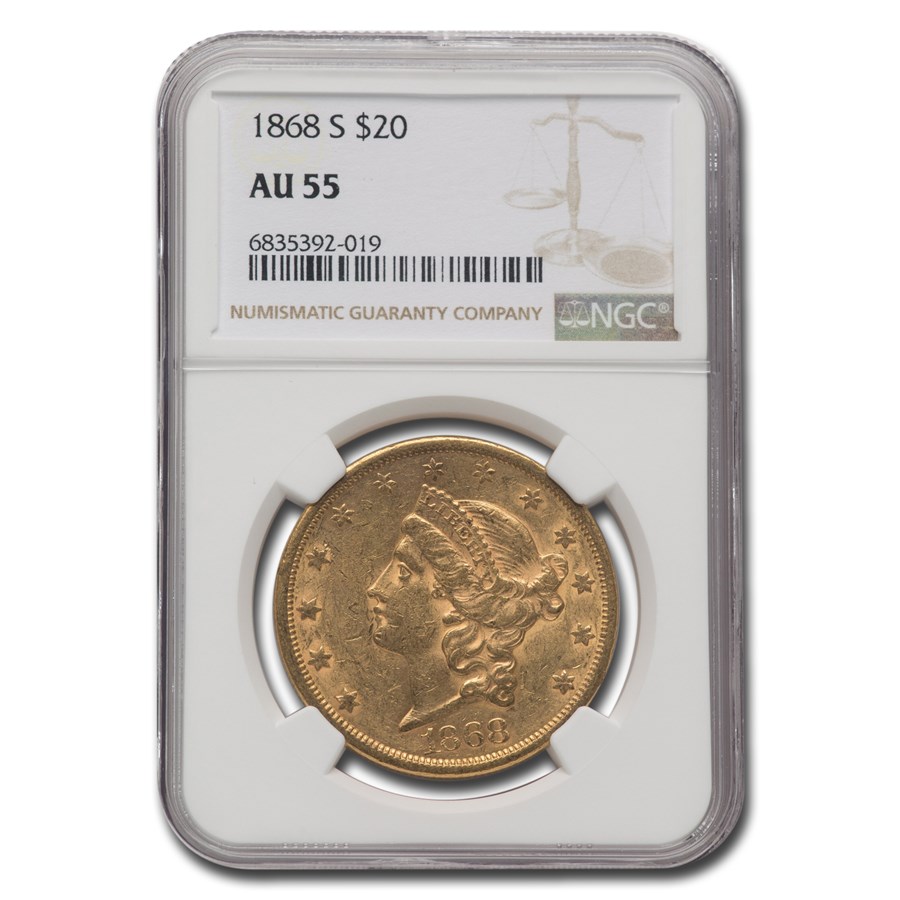 Buy 1868-S $20 Liberty Gold Double Eagle AU-55 NGC | APMEX