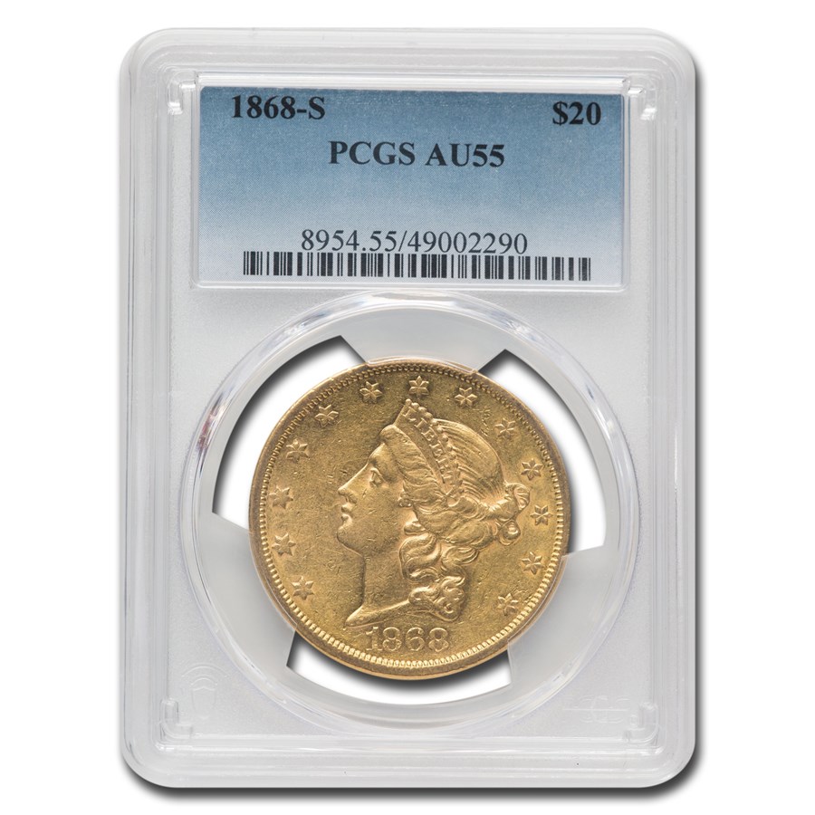 Buy 1868-S $20 Liberty Gold Double Eagle AU-55 PCGS | APMEX