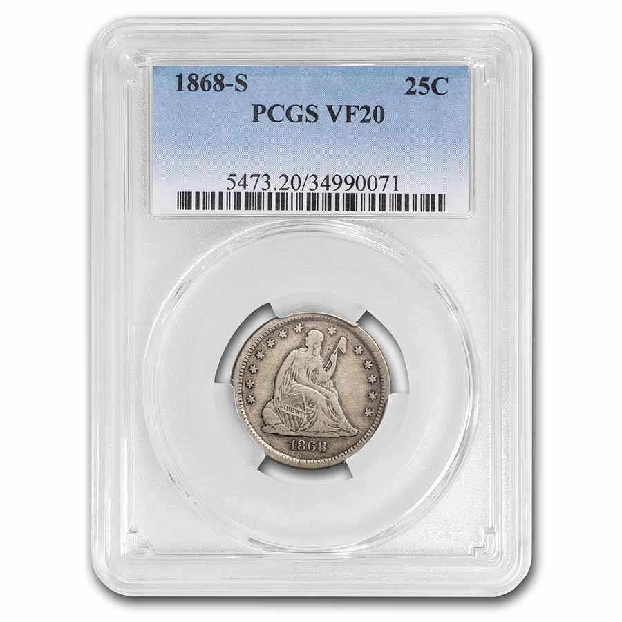 Buy 1868-S Liberty Seated Quarter VF-20 PCGS | APMEX