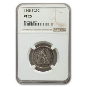 Buy 1868-S Liberty Seated Quarter VF-25 NGC | APMEX