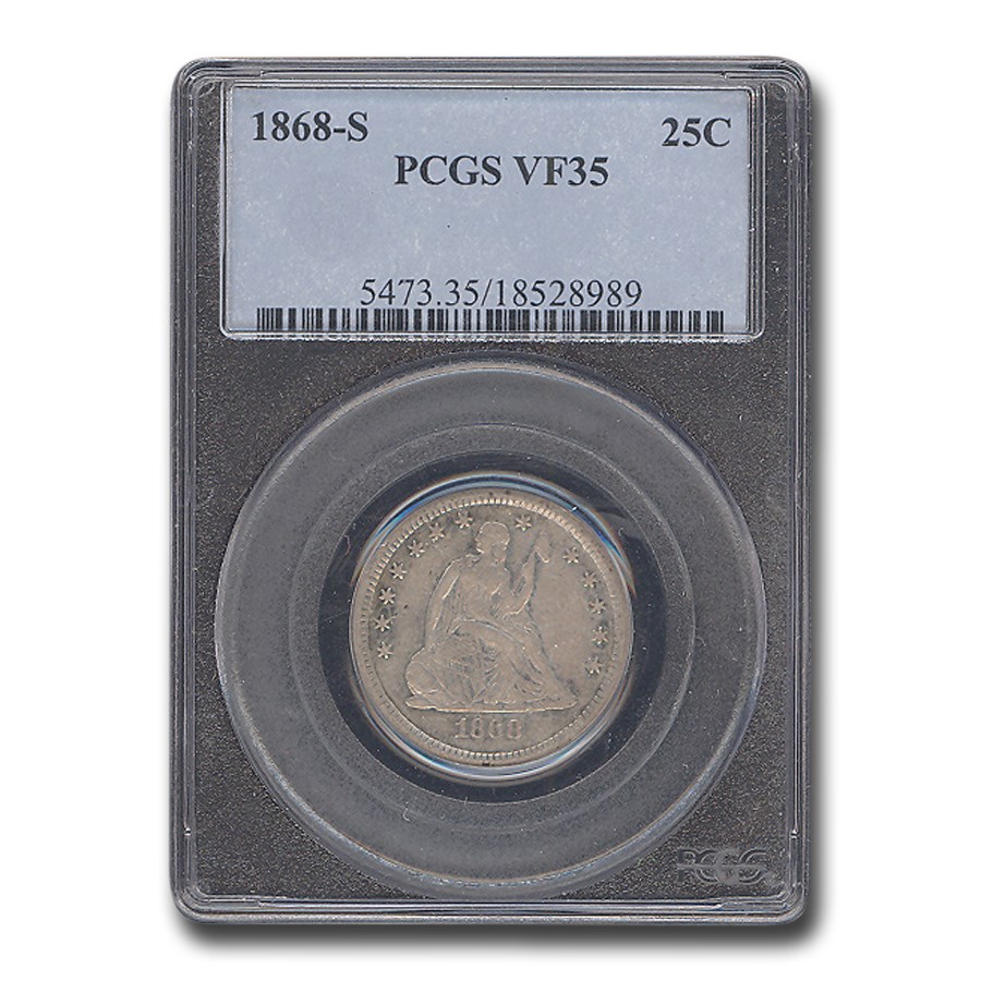 Buy 1868-S Liberty Seated Quarter VF-35 PCGS | APMEX