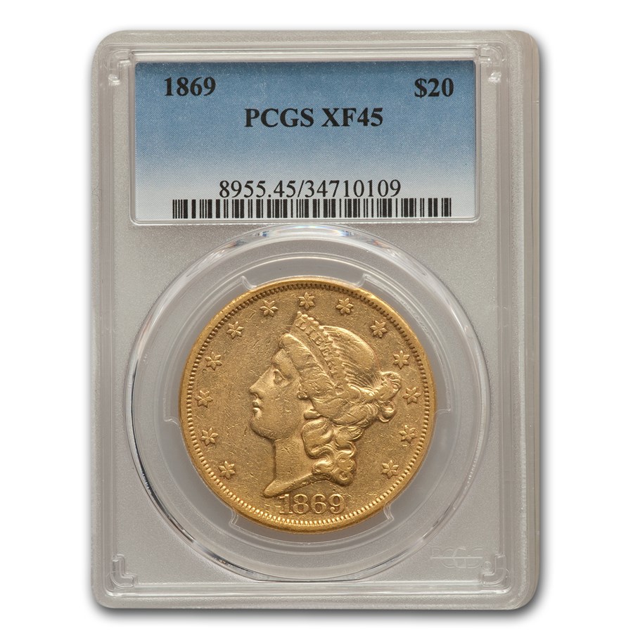 Buy 1869 $20 Liberty Gold Double Eagle XF-45 PCGS | APMEX