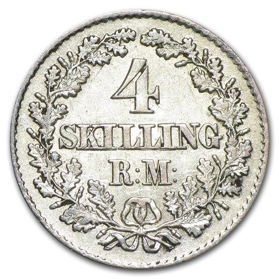 Buy 1869 Denmark Silver 4 Skilling Rigsmont EF | APMEX