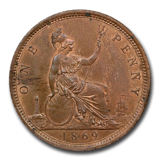 1869 Great Britain Penny Victoria MS-63 NGC (Brown)