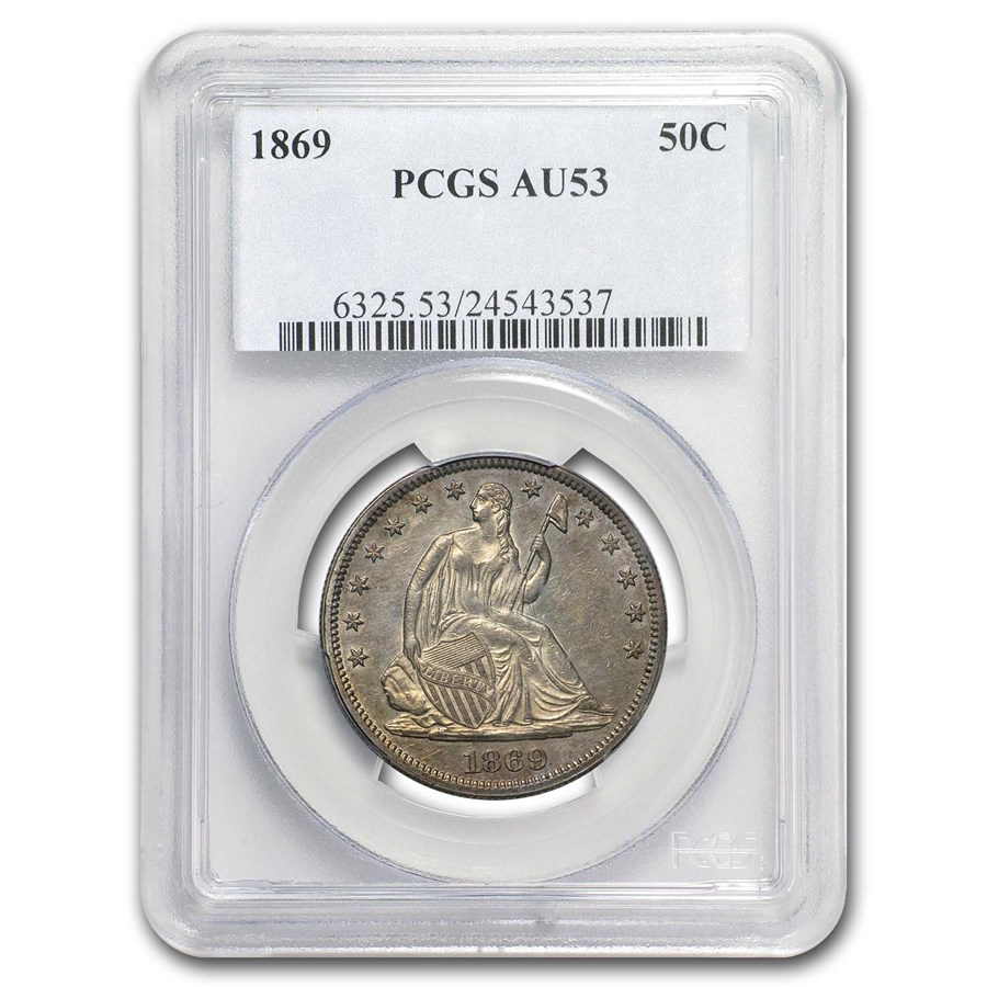 Buy 1869 Liberty Seated Half Dollar AU-53 PCGS | APMEX
