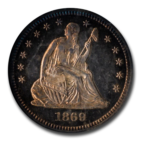 Buy 1869 Liberty Seated Quarter PR-66 PCGS CAC | APMEX