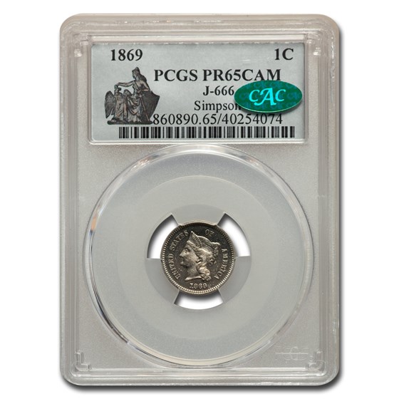 Buy 1869 One Cent Pattern PR-65 Cameo PCGS CAC (J-666) | APMEX