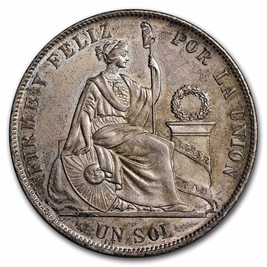 Buy 1869 Peru Silver 1 Sol AU (Arabic 1) | APMEX