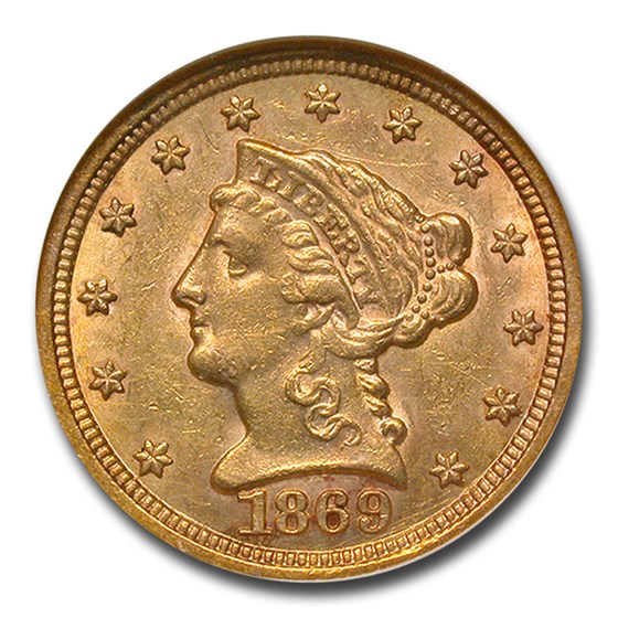 Buy 1869-S $2.50 Liberty Gold Quarter Eagle AU-58 NGC | APMEX