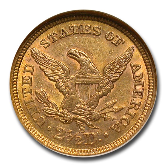 Buy 1869-S $2.50 Liberty Gold Quarter Eagle AU-58 NGC | APMEX