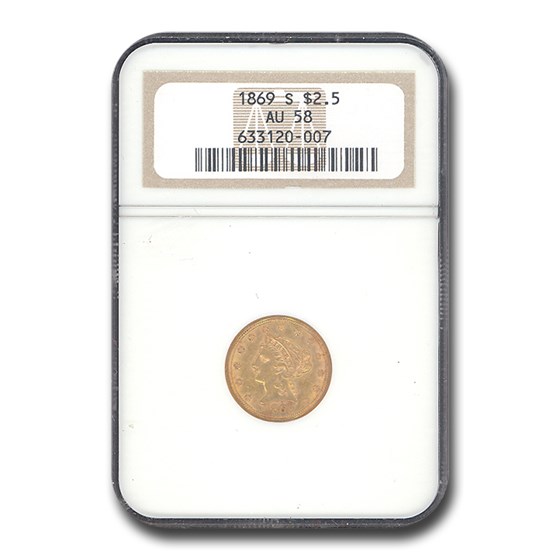 Buy 1869-S $2.50 Liberty Gold Quarter Eagle AU-58 NGC | APMEX