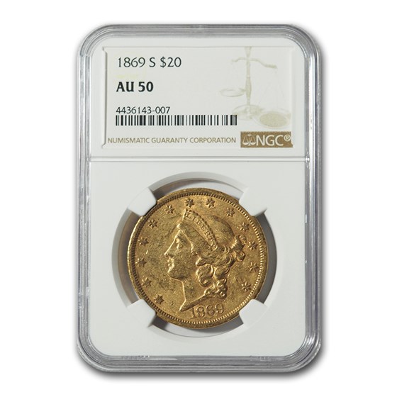 Buy 1869-S $20 Liberty Gold Double Eagle AU-50 NGC | APMEX