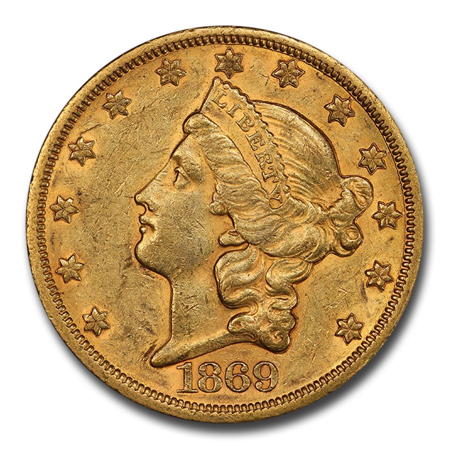 Buy 1869-S $20 Liberty Gold Double Eagle AU-50 PCGS CAC | APMEX