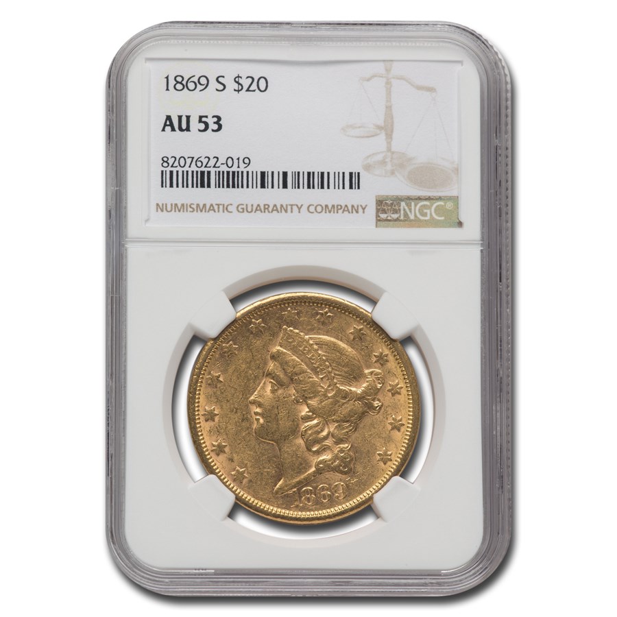 Buy 1869-S $20 Liberty Gold Double Eagle AU-53 NGC | APMEX