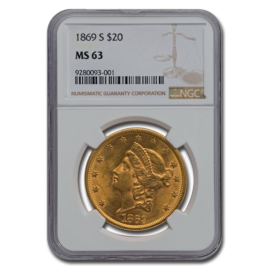 Buy 1869-S $20 Liberty Gold Double Eagle MS-63 NGC | APMEX