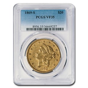 Buy 1869-S $20 Liberty Gold Double Eagle VF-35 PCGS | APMEX