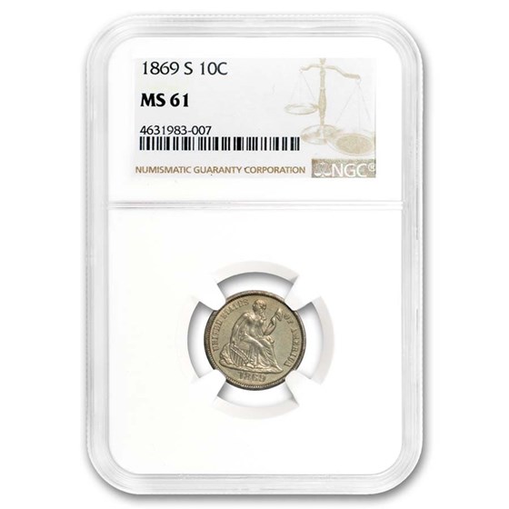 Buy 1869-S Liberty Seated Dime MS-61 NGC | APMEX