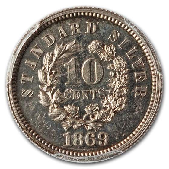 Buy 1869 Standard Silver Dime Pattern PR-64 PCGS CAC (J-702) | APMEX