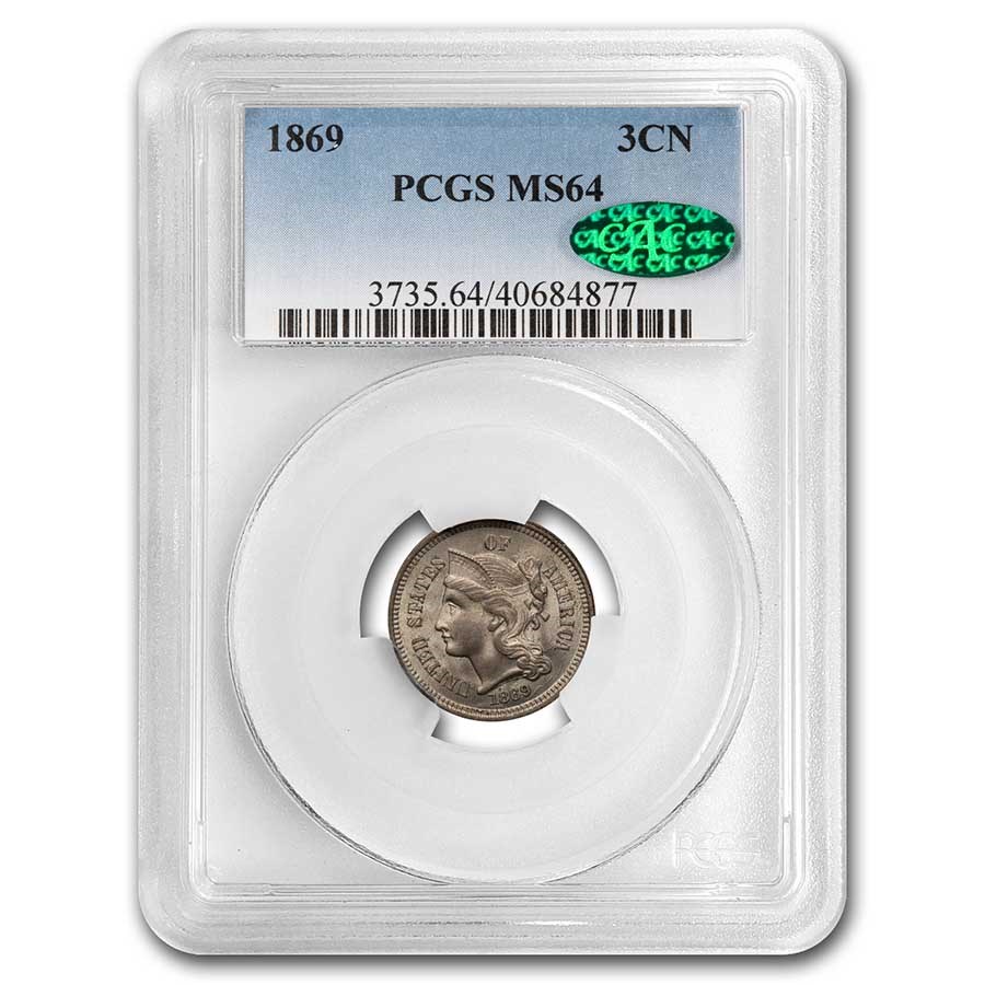 Buy 1869 Three Cent Nickel MS-64 PCGS CAC | APMEX