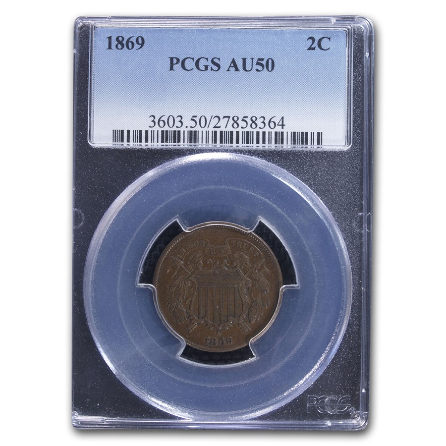 Buy 1869 Two Cent Piece AU-50 PCGS (Brown) | APMEX