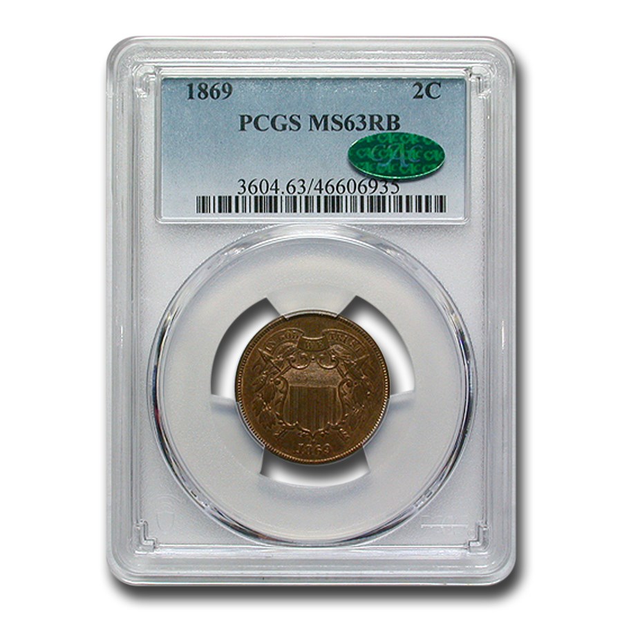 Buy 1869 Two Cent Piece MS-63 PCGS CAC (Red/Brown) | APMEX