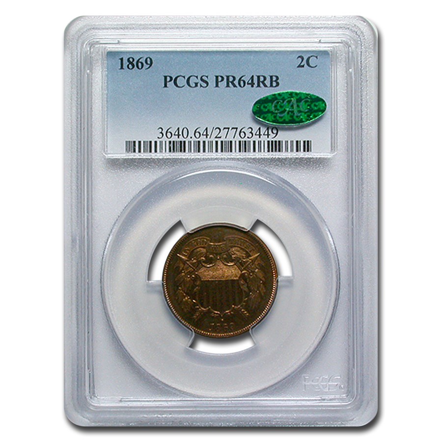 Buy 1869 Two Cent Piece PR-64 PCGS CAC (Red/Brown) | APMEX
