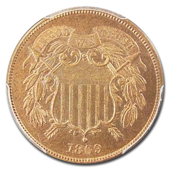 Buy 1869 Two Cent Piece PR-66 PCGS CAC (Red/Brown) | APMEX