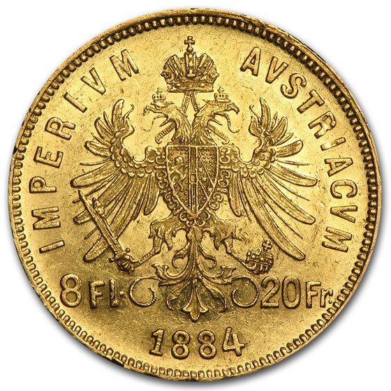 Buy 1870-1891 Austria Gold 8 Florin/20 Francs AU (Random) | APMEX