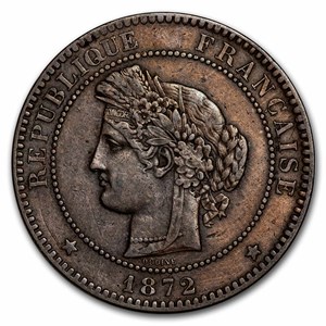 1870-1898 Third French Republic Bronze 10 Centimes VF