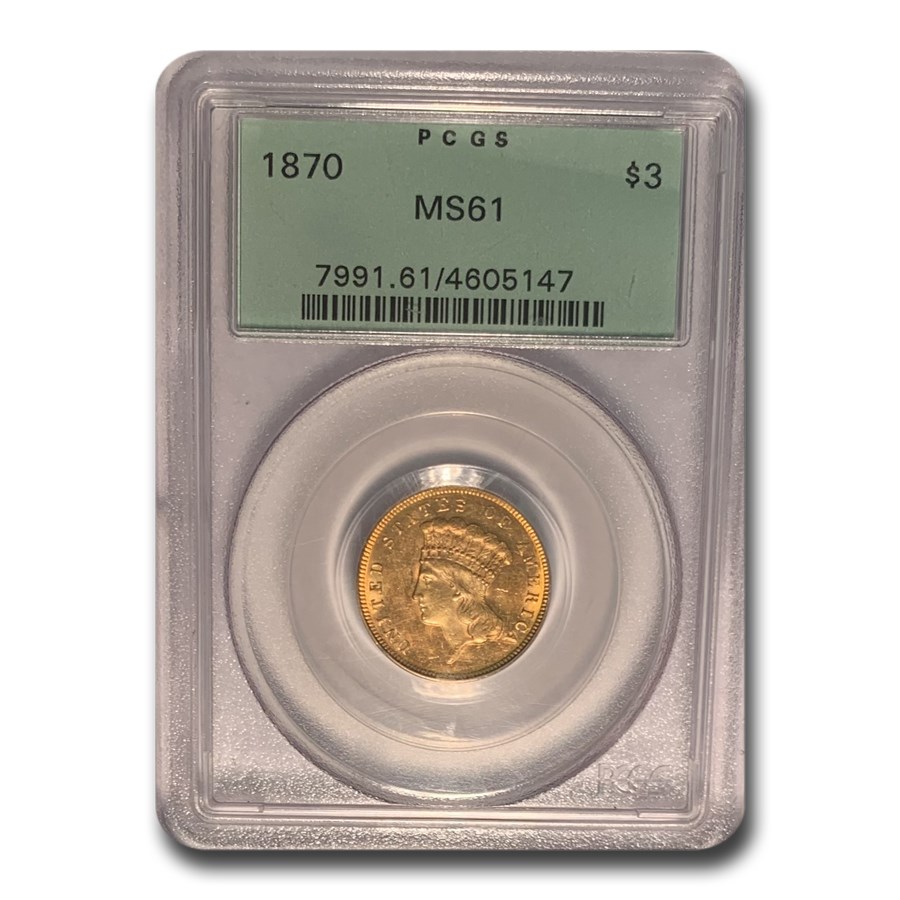 Buy 1870 $3 Gold Princess MS-61 PCGS | APMEX
