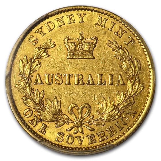 Buy 1870 Australia Gold Sovereign Victoria Sydney Mint AU-50 PCGS | APMEX