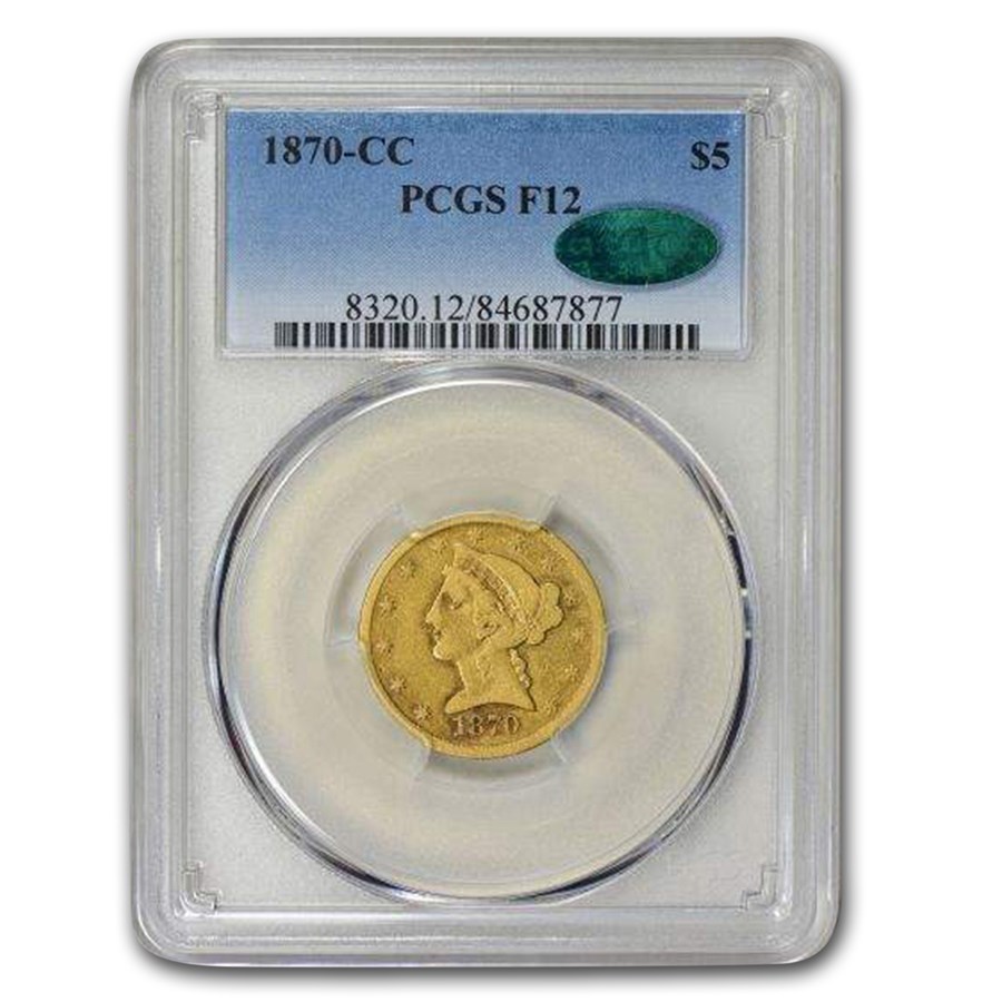 Buy 1870-CC $5 Liberty Gold Half Eagle Fine-12 PCGS CAC | APMEX