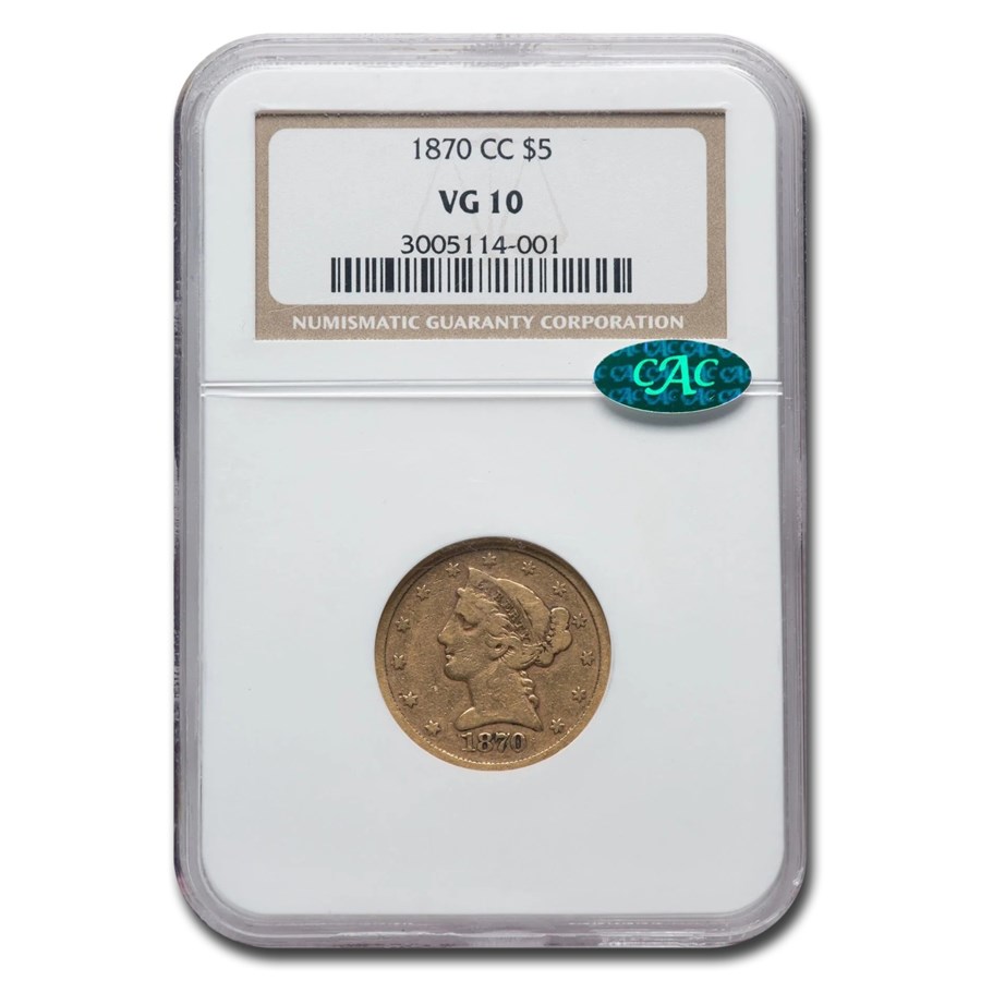 Buy 1870-CC $5 Liberty Gold Half Eagle VG-10 NGC | APMEX