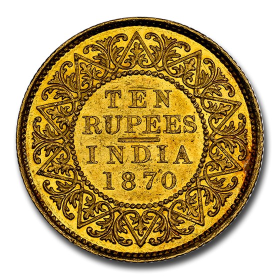 Buy 1870 India Gold 10 Rupees Victoria MS-61 NGC | APMEX