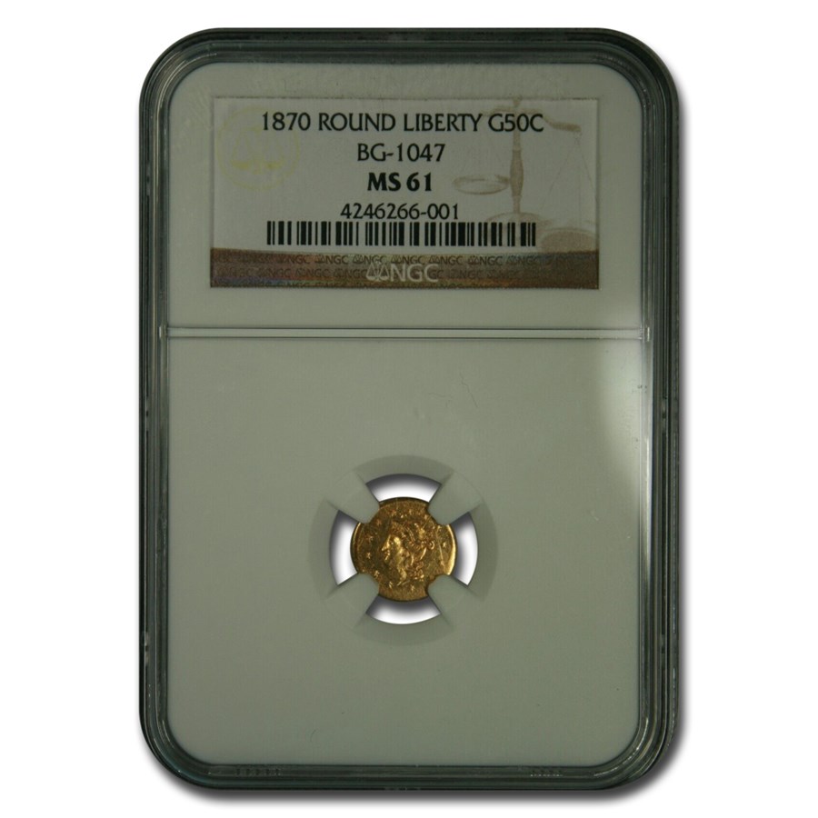 Buy 1870 Liberty Round 50 Cent Gold MS-61 | APMEX