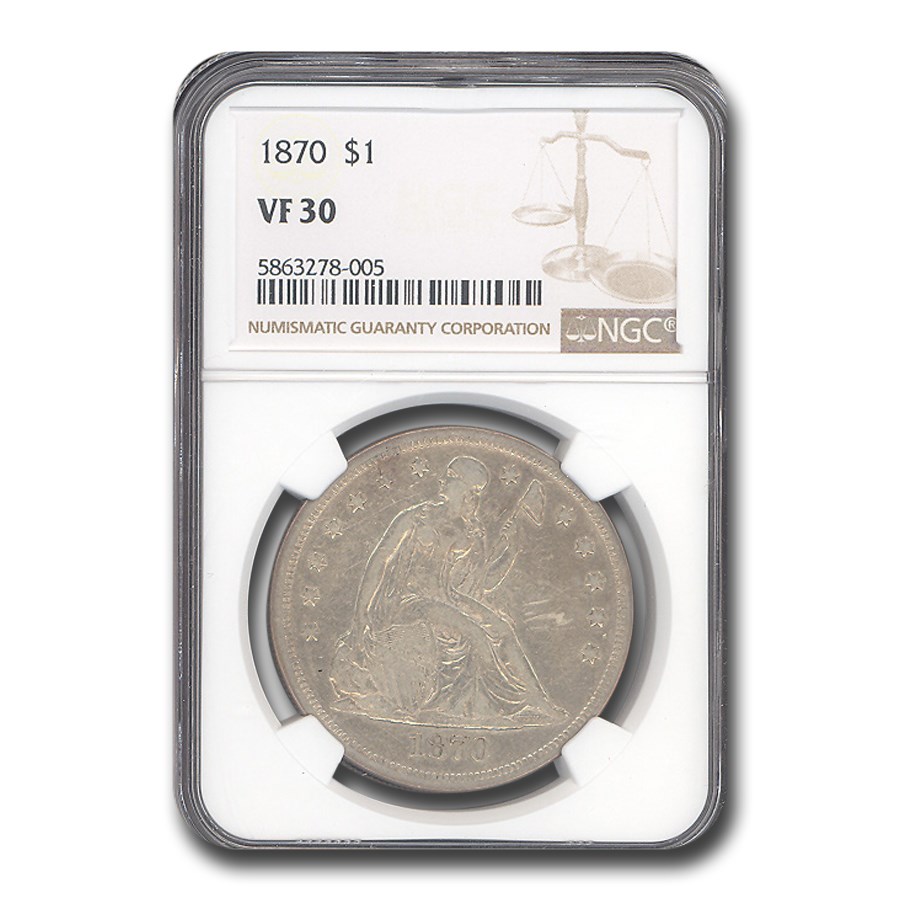 Buy 1870 Liberty Seated Dollar VF-30 NGC | APMEX