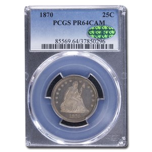 Buy 1870 Liberty Seated Quarter PR-64 Cameo PCGS CAC | APMEX