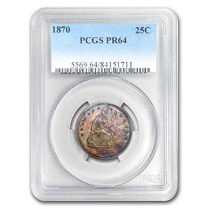 Buy 1870 Liberty Seated Quarter PR-64 PCGS | APMEX