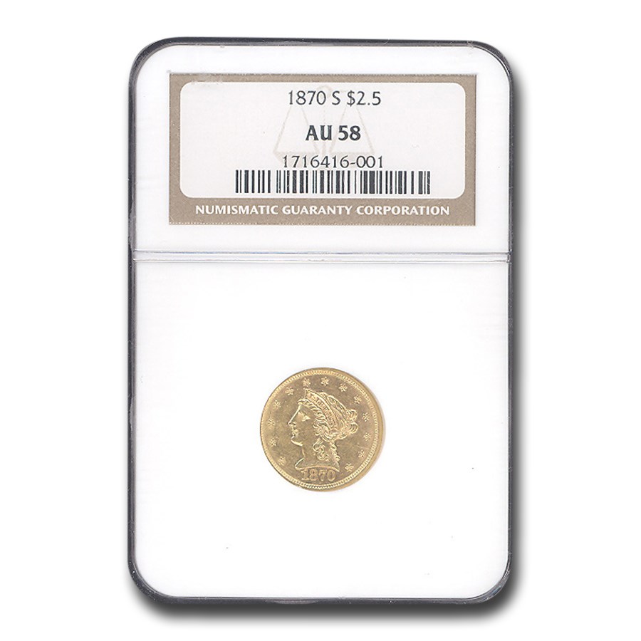 Buy 1870-S $2.50 Liberty Gold Quarter Eagle AU-58 NGC | APMEX