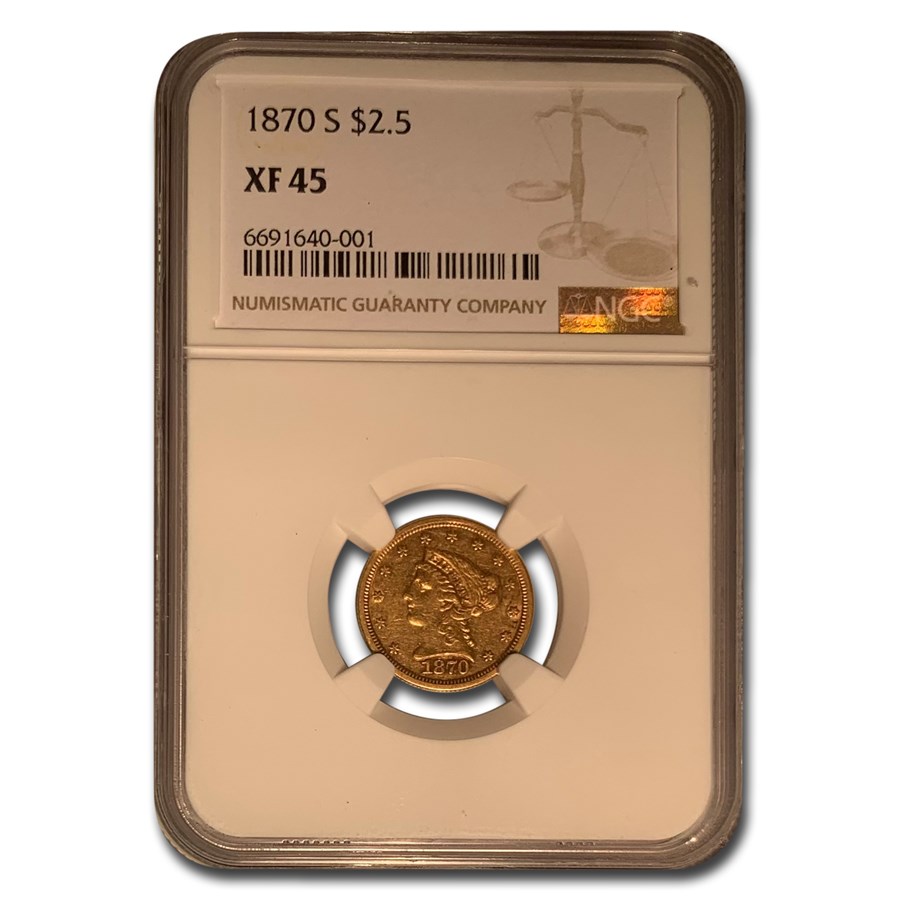 1870-S $2.50 Liberty Gold Quarter Eagle XF-45 NGC